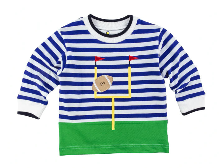 Royal And White Stripe Knit Shirt With Football Goalpost – Belles & Beaux®