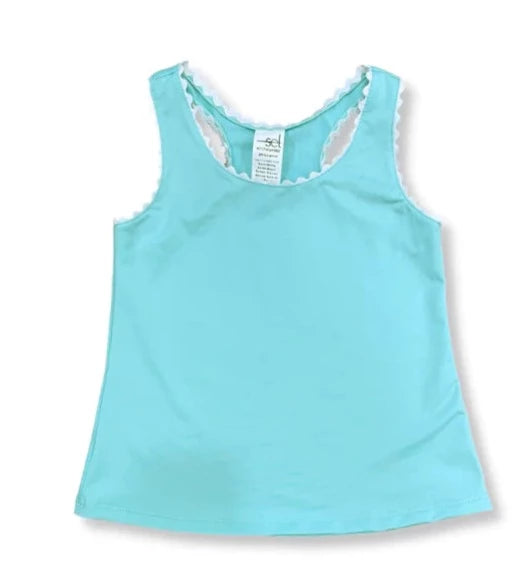 Riley Tennis Tank -Turquoise With White Ric Rac – Belles & Beaux®