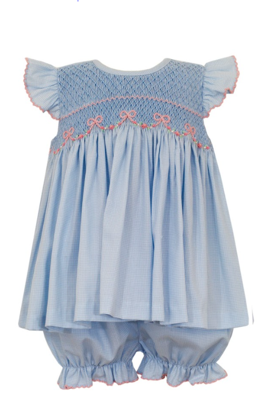 Bows Light Blue Gingham Angel Wing Bloomer Set – Belles & Beaux®