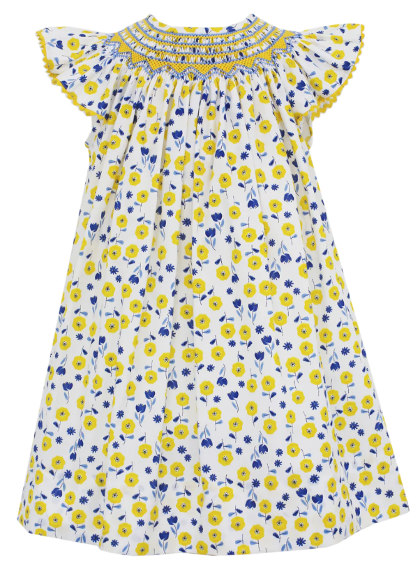 Yellow and Blue Floral Angel Wing Bishop – Belles & Beaux®
