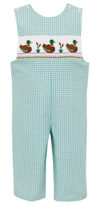 Green Gingham Longall With Mallard Duck Smocking – Belles & Beaux®